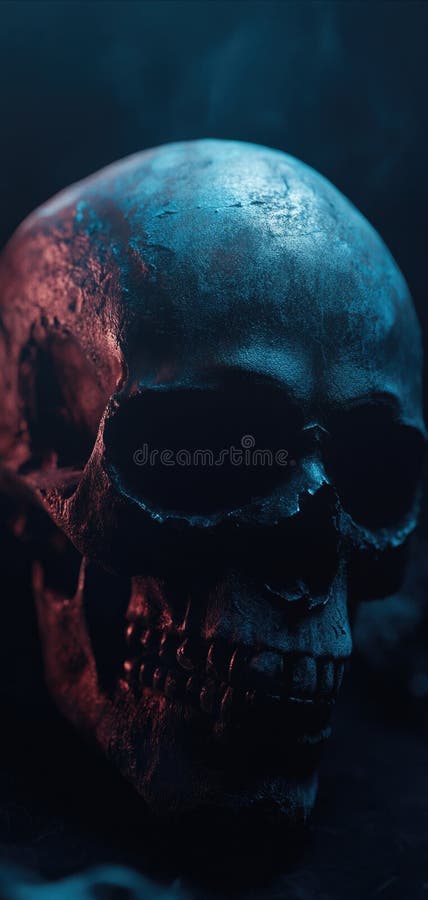 A Hauntingly Realistic Skull Against a Black Background Featuring ...