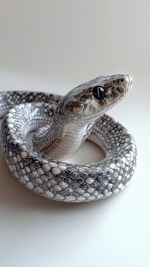 Realistic Snake Sculpture Coiled on a Flat Surface Showcasing Intricate ...
