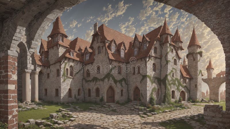 Detailed Castle Brick Wall Background Stock Photo - Image of building ...