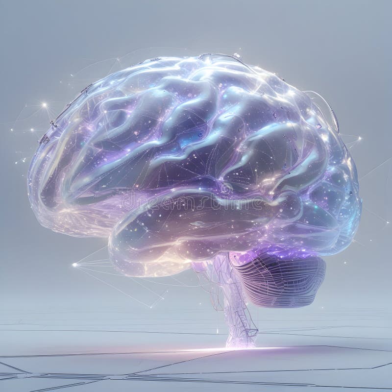 Luminous Crystal Brain Network Futuristic Glowing Stock Illustration ...