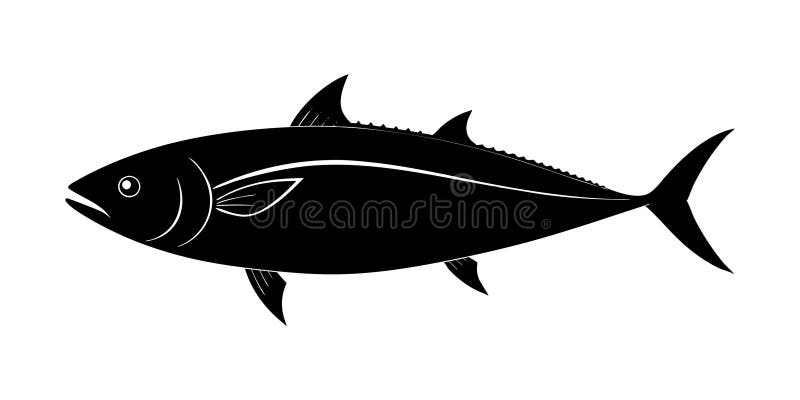 A Highly Detailed Tuna Fish Silhouette Stock Vector - Illustration of ...