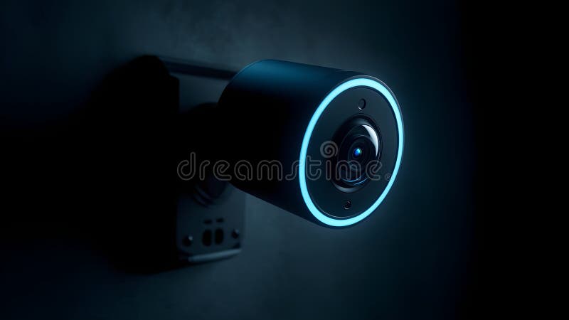 Ultra-Modern High-Tech Security Camera with Glowing LED Ring and Motion ...