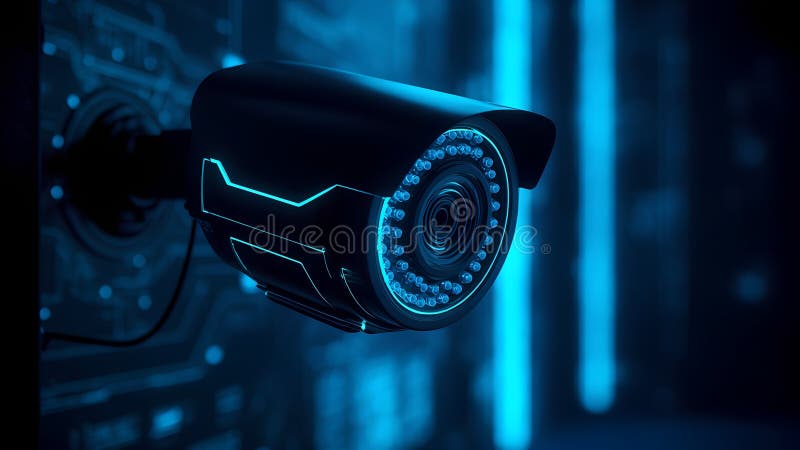 Ultra-Modern High-Tech Security Camera with Glowing LED Ring and Motion ...