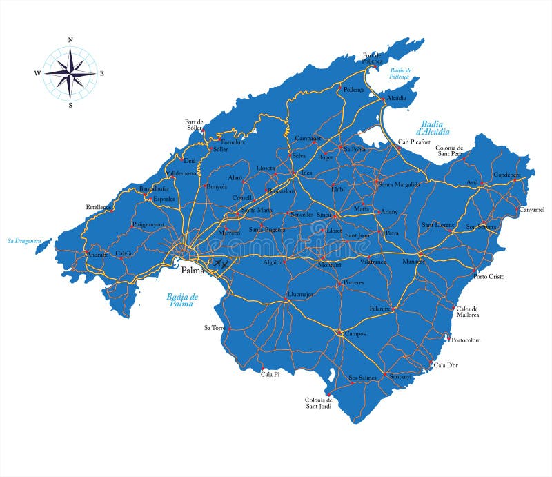 Mallorca map stock vector. Illustration of pollenca, palm - 15096197