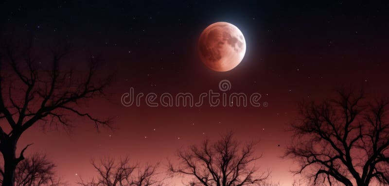 A Highly Detailed View of a Lunar Eclipse, with the Moon in a Deep Red ...