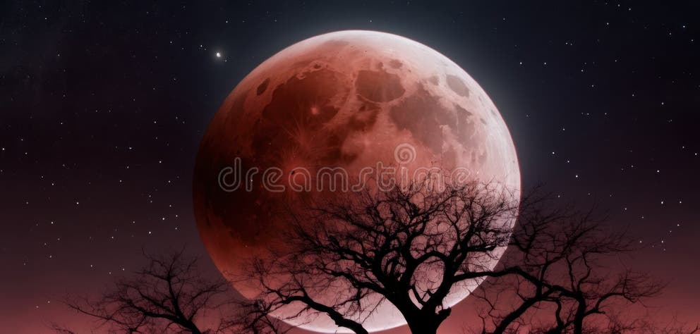 A Highly Detailed View of a Lunar Eclipse, with the Moon in a Deep Red ...