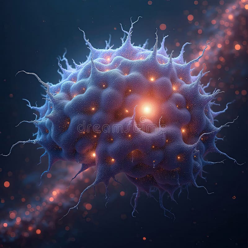 A Highly Detailed View of a Microbe, Featuring Textured Surfaces and ...