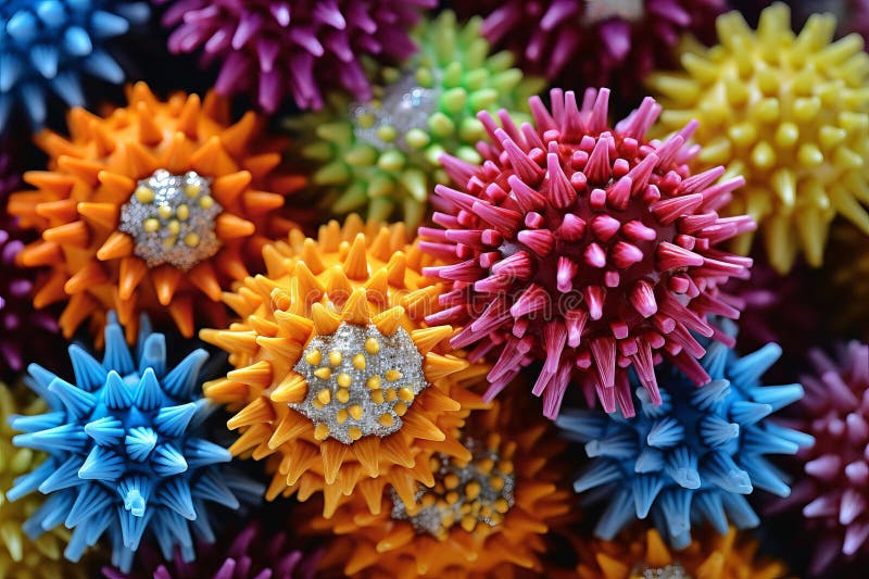 Colorful Virus Illustration on White Background with Detailed Size ...