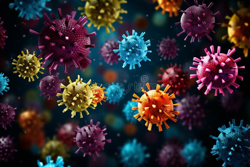 Vibrant Closeup of Multicolored Virus on Clean White Backdrop with ...