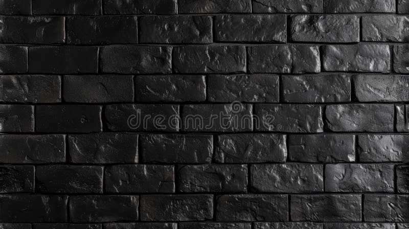 A Highly Detailed Wall Constructed from Black Bricks, Enhanced by Post ...