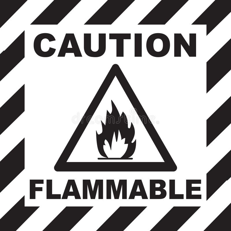 Highly Flammable Sign Black, Warning Sign Flammable, Flammable Symbol ...