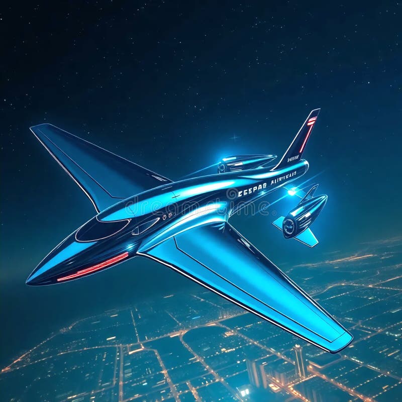 Highly Futuristic Airplane Design Stock Photo - Image of skyline ...