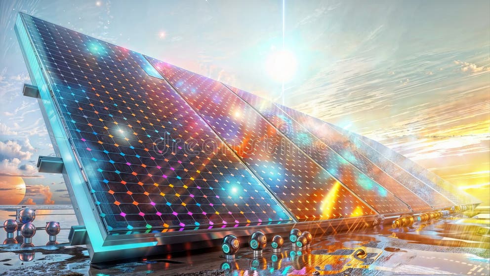 Futuristic Fusion: Solar Panels in Cosmic Dance, Generative Ai Stock ...