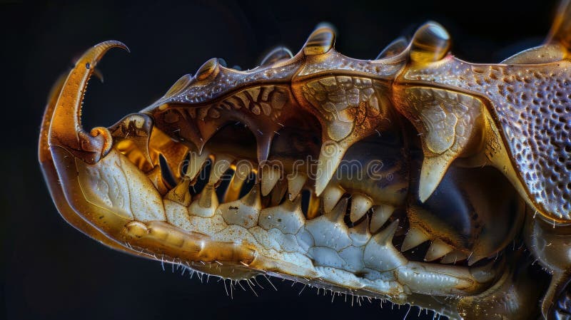 A Highly Magnified Image of a Grasshoppers Mandible Highlighting Its ...