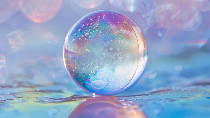 A Highly Magnified Image of a Single Bubble Showcasing a Reflective ...