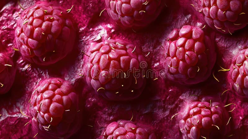 Highly Magnified Textural Macro Image of Ripe Raspberry Stock ...