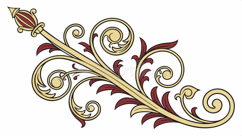 Ornate Decorative Floral Element with Scrollwork and Arrow Tip Vector ...
