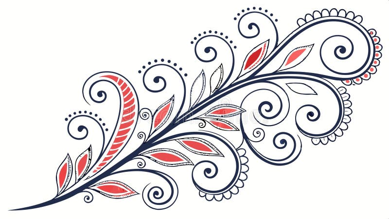 Highly Ornate Swirling Decorative Element Resembling a Feather or Plant ...