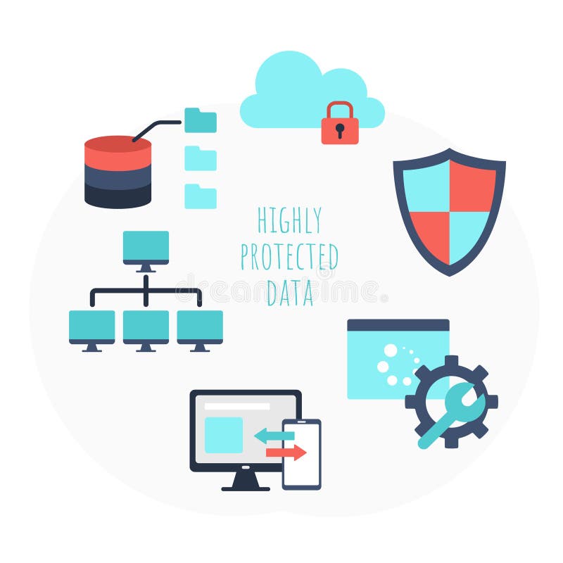 Highly Protected Data Network Elements Flat Set Stock Vector ...
