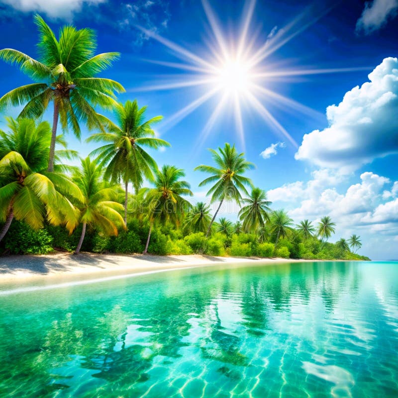 Highly Realistic Daytime Ocean View with Brilliant Blue Water and Sharp ...