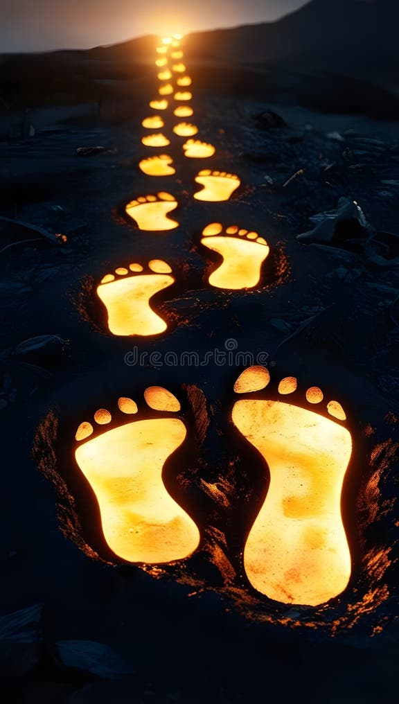 Highly Realistic Image of Footprints Glowing with a Bright Stock ...
