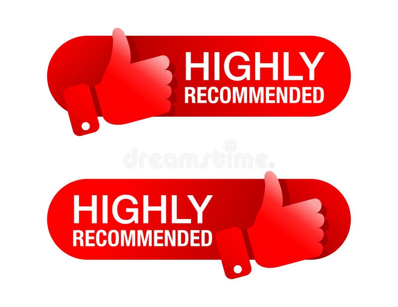 Highly Recommended Badge with Thumbs Up Stock Vector - Illustration of ...