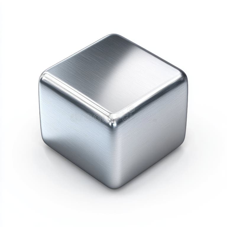 Perfect Brushed Metal Cube: 3D Render of a Square Block Stock ...