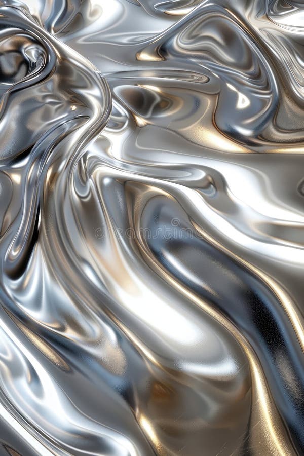 Highly Reflective, Swirling Silver Liquid Metal Texture. Stock Image ...