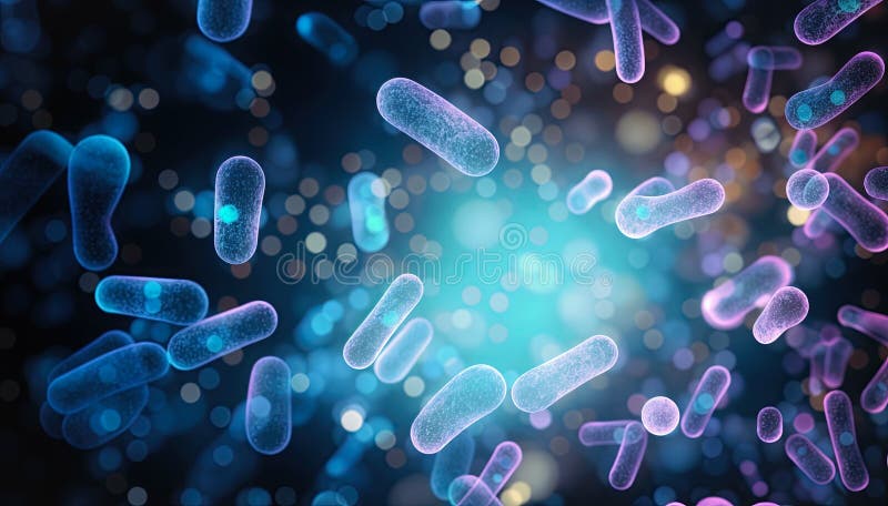 Highly Rendering of Bacteria in Blue Background. 3D Illustration Stock ...