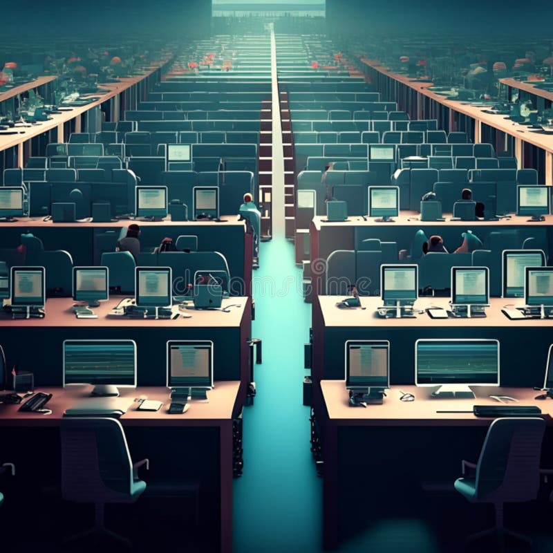 Highly Rendering of an Empty Computer Room in a Modern Office Building AI Generated Stock ...
