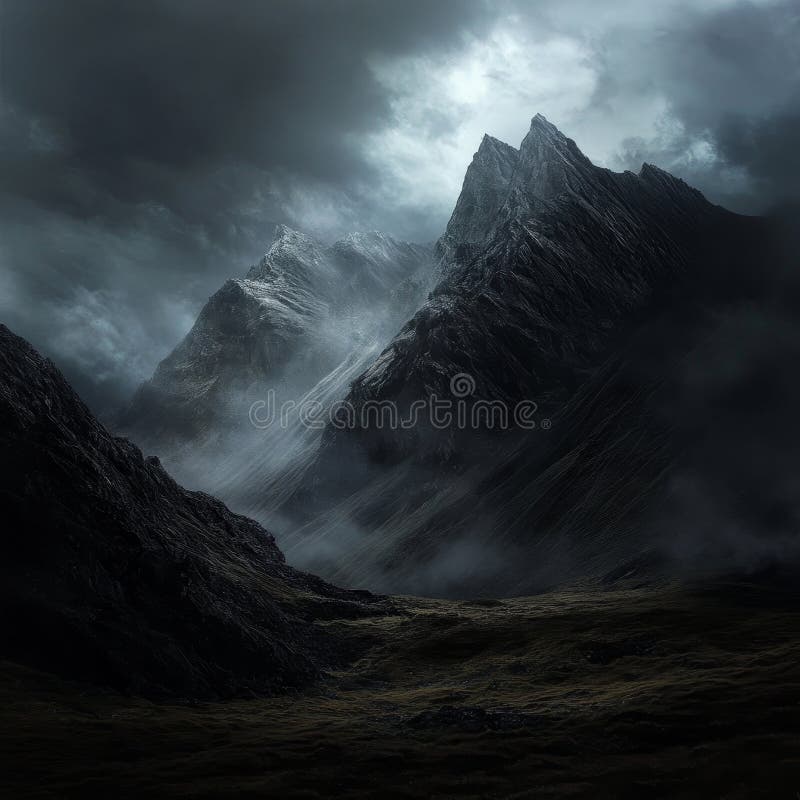 Highly Rendering of a Mountain Landscape with Mountains and Radar ...