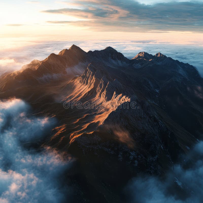 Highly Rendering of a Mountain Range in the Clouds. 3d Illustration ...