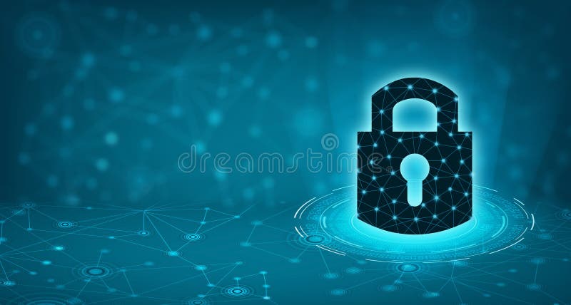 Highly Secure it Device Protection Shield. Blue Background Stock ...