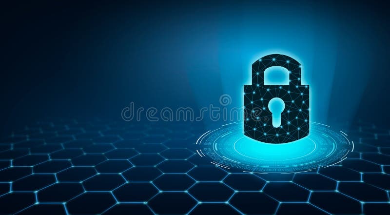 Highly Secure it Device Protection Shield. Blue Background Stock Photo ...