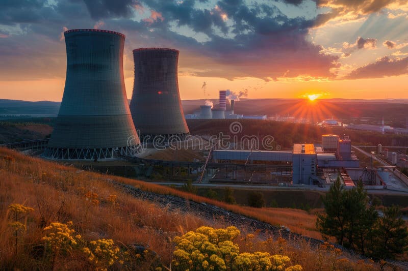 A Highly Secure Nuclear Power Plant. Natural Light. Stock Image - Image ...