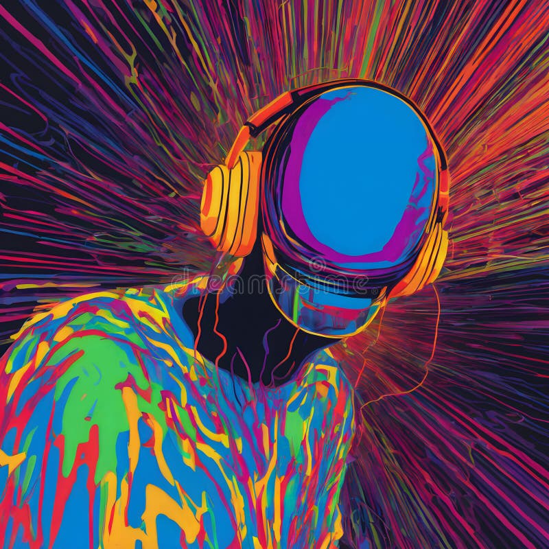 A Stylized Digital Artwork Featuring a Figure with a Full-face Virtual ...