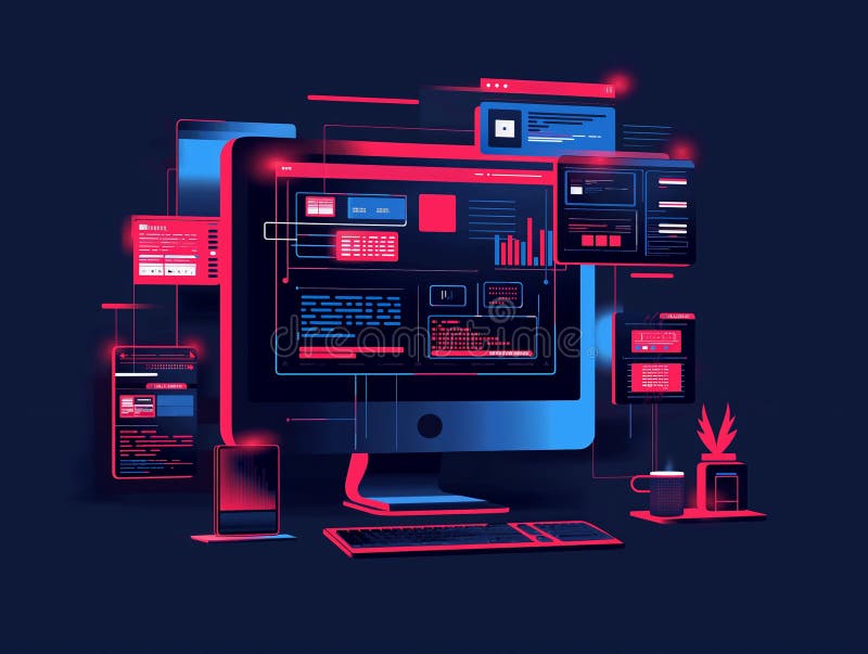 Modern Digital Workspace Concept Stock Photo - Image of analytics, blue ...