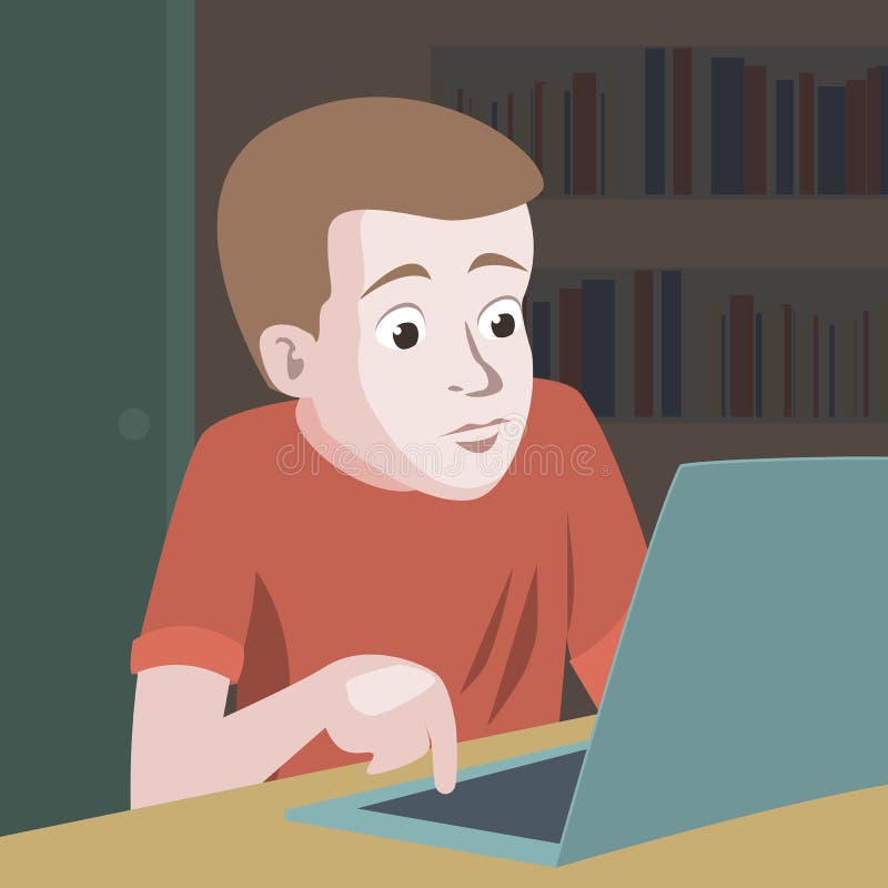 Highly Surprised Oldman Staring at Computer Stock Vector - Illustration ...