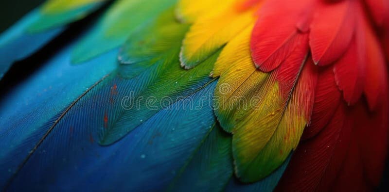 Highly Textured Parrot Feather, Microscopic View , Blue, Structure ...
