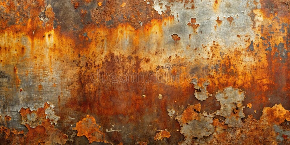 Highly Textured Rusted Metal Surface with Flaking Paint and Deep Orange ...