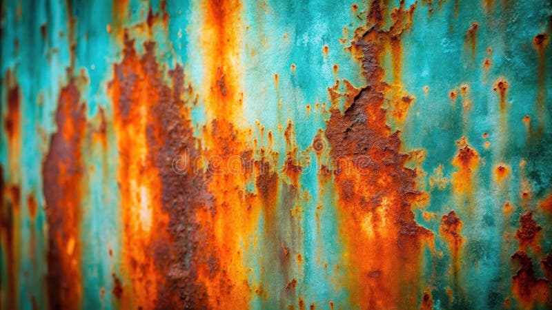 Highly Textured Rusty Metal Surface with Teal Patina. Generative AI ...