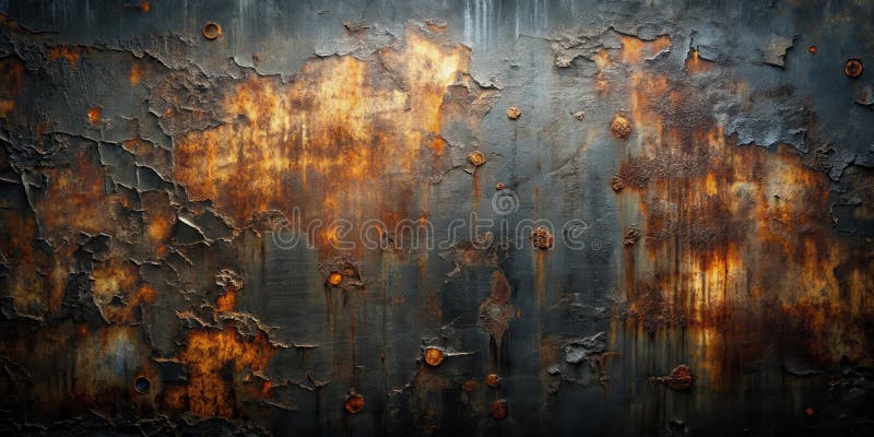 Highly Textured Rusty Metallic Surface with Aged Paint. Generative AI ...