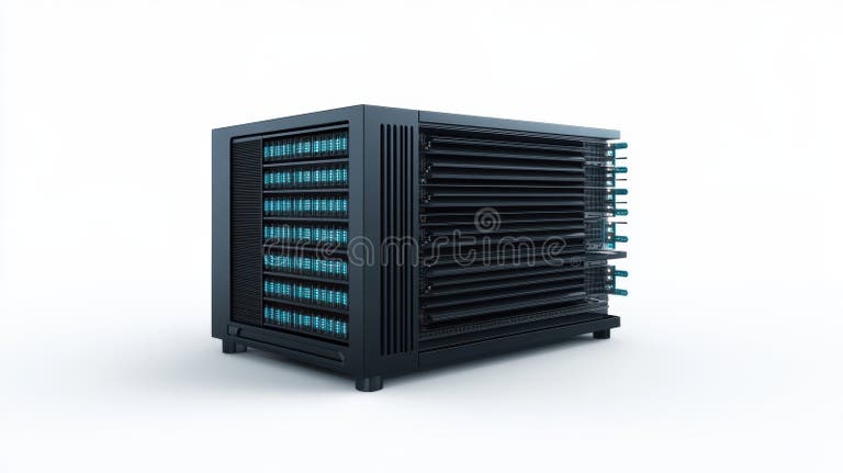 Highperformance Black Server with Glowing Blue Leds, Powering Data Centers and Network ...