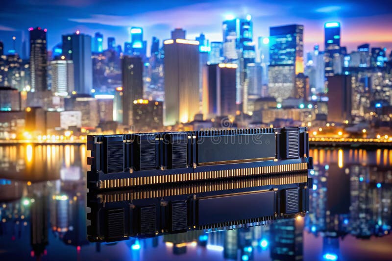 HighPerformance RAM Module with Sleek Black Heatsink a Double Exposure ...