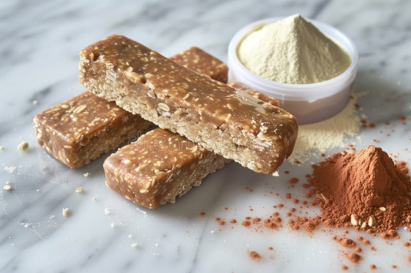 Highprotein Snack Bars with Protein Powder on Side Stock Photo - Image ...