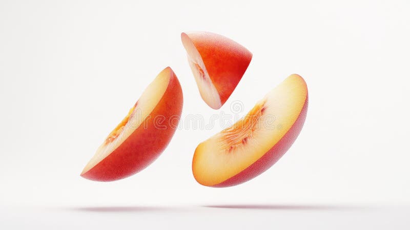 Highquality 8K Realistic Nectarine Slices on White Background Stock ...