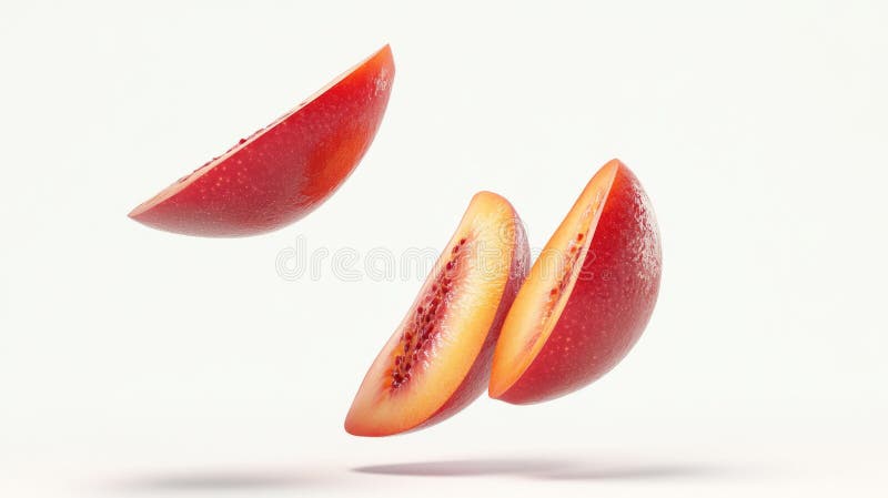 Highquality 8K Realistic Nectarine Slices on White Background Stock ...