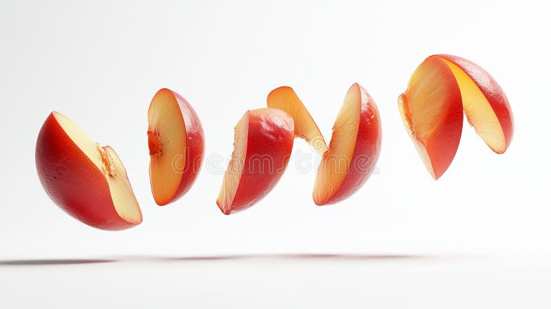 Highquality 8K Realistic Nectarine Slices on White Background Stock ...
