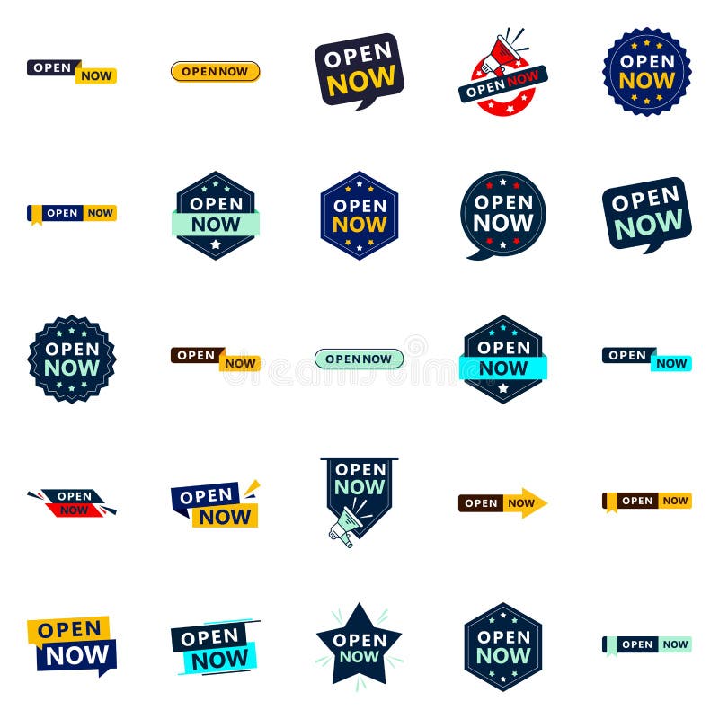 25 Highquality Open Now Sign Templates Stock Vector - Illustration of ...