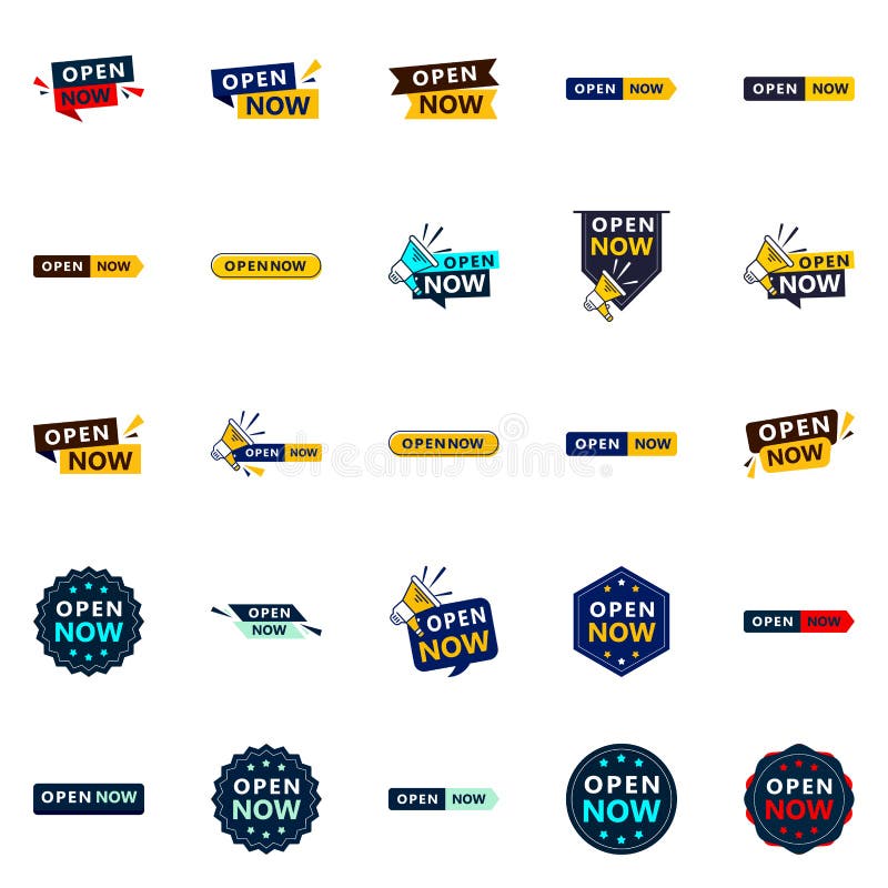 25 Highquality Open Now Sign Templates Stock Vector - Illustration of ...